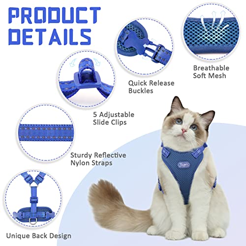 Supet Cat Harness and Leash for Walking Escape Proof, Adjustable Harness for Cats, Easy Control Small Cat Harness for Medium Large Kitten and Dogs