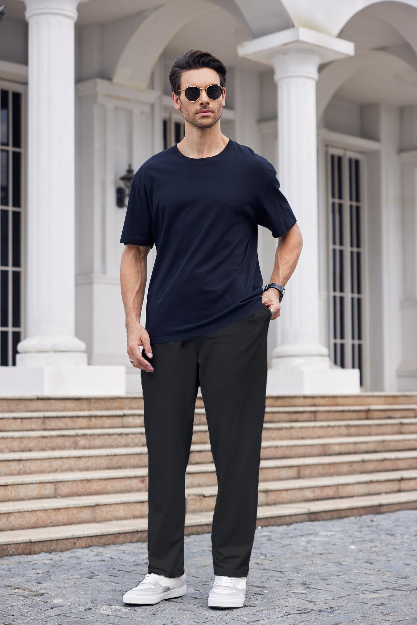 COOFANDY Men's Jogger Sweatpants Cotton Yoga Pants Casual Trousers Lounge Pants Black