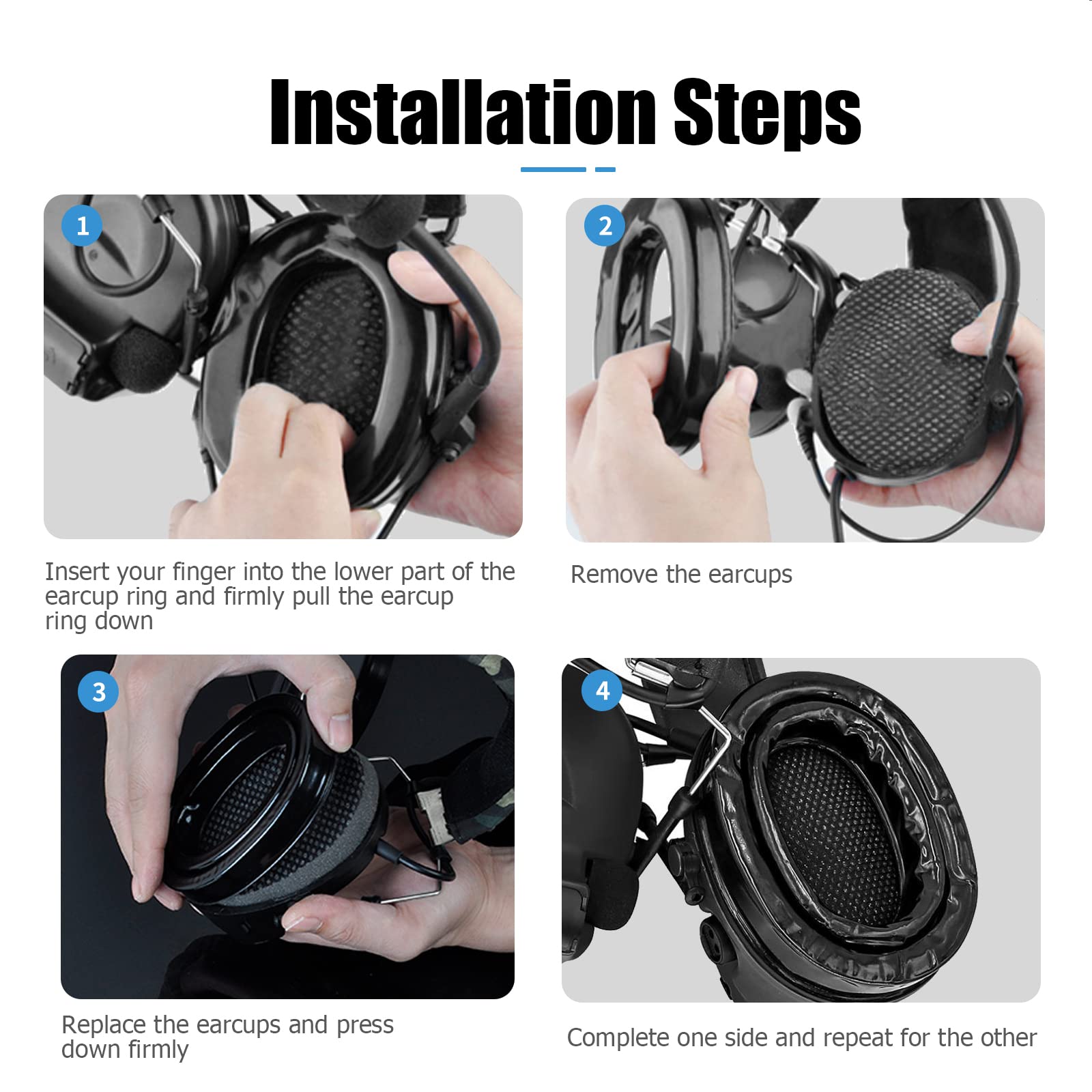 Gel Ear Pads, Ancable Replacement Silicone Gel-Filled Ear Foam Pads Earpad Cover Compatible with 3M WorkTunes Connect Hearing Protector Headphones, 1-Pair