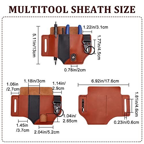 GORGECRAFT Leather EDC Pocket Organizer for Men Leatherman Pen Holder Sheath Key Fob Flashlight Sheath Holster EDC Leather Pouch Multitool Sheath for Belt(Black)