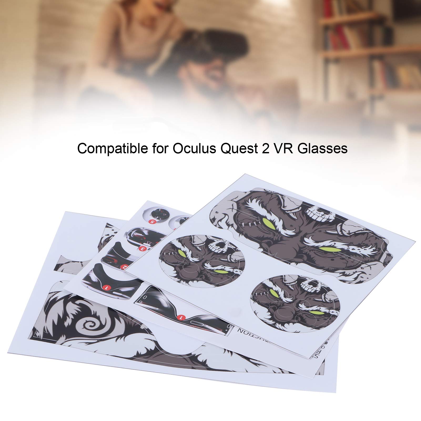 Faceuer VR Controller Headset Stickers, VR Glasses Skin Sticker PVC Material Easy to Paste VR Protective Sticker for Oculus Quest 2 for VR Gaming Glasses(Dark Lord)