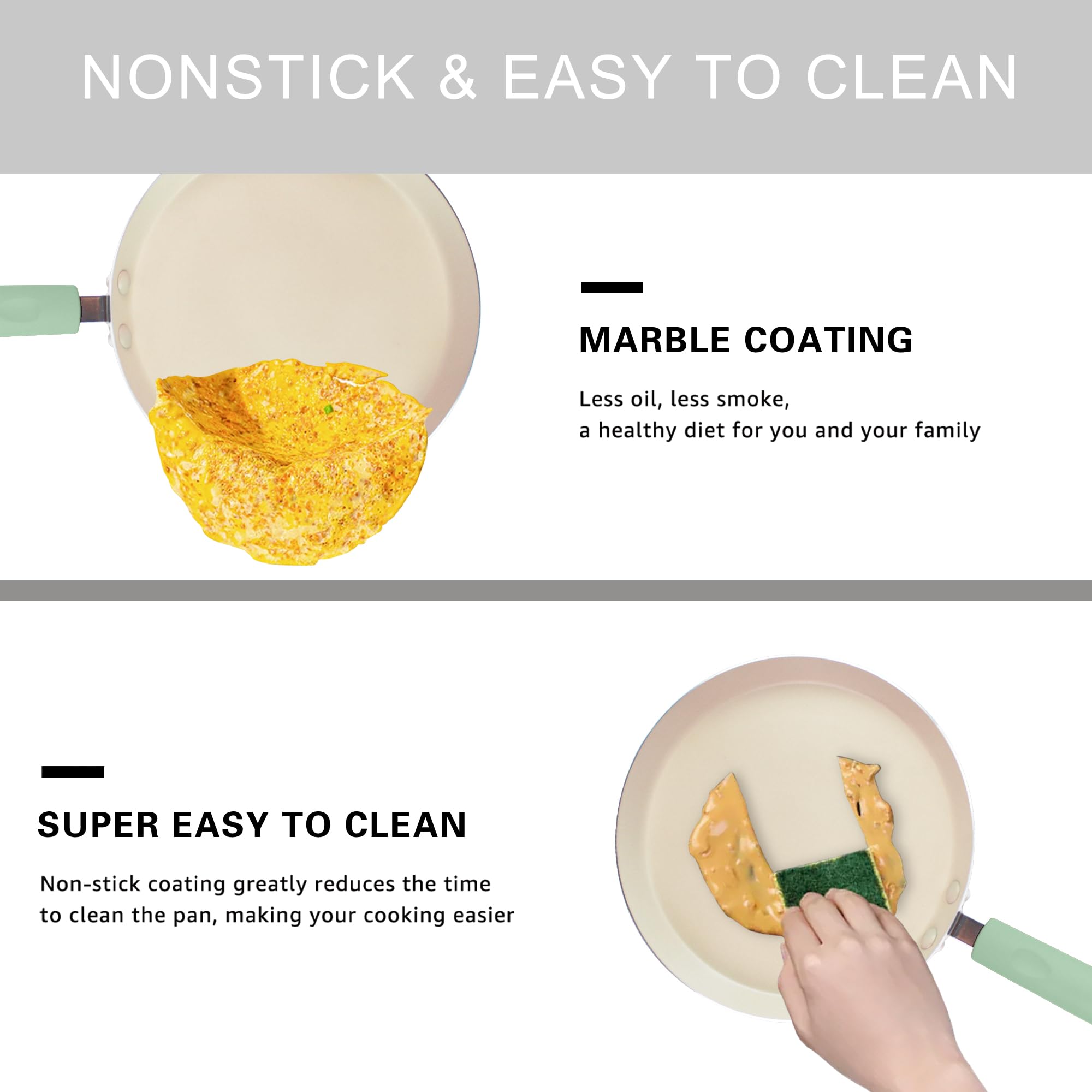 LECOOKING Crepe Pan, Dosa Pan, 8.7 inch Nonstick Crepe Pan, Dosa Tawa Tortilla Pan, Induction Compatible (Green)