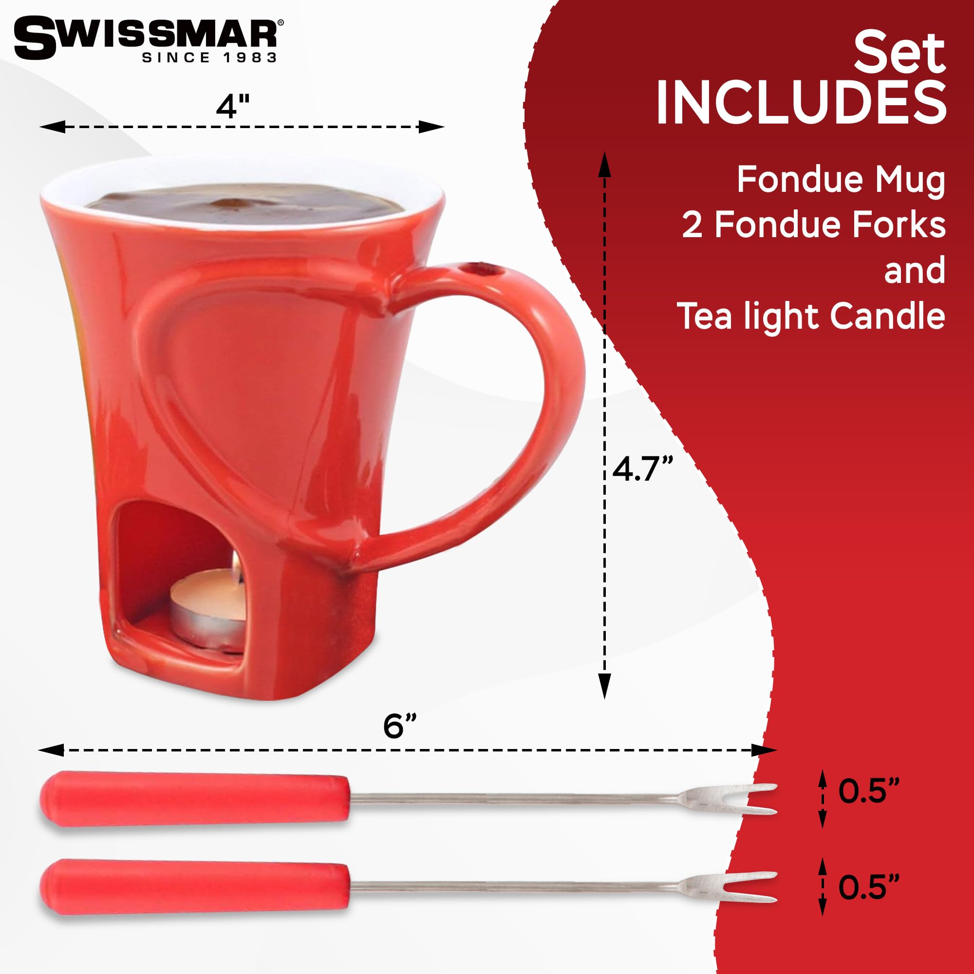 Swissmar F12066 4-Piece Sweetheart Chocolate Fondue Mug Set