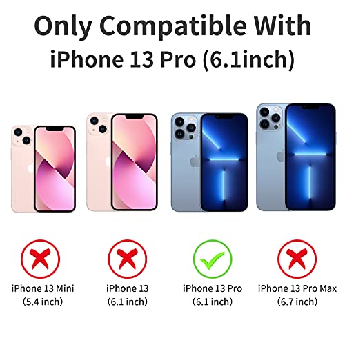 VEGO for iPhone 13 Pro Case with Slide Camera Cover, Built-in 360° Rotate Ring Kickstand Magnetic Shockproof Cover Case for iPhone 13 Pro 6.1 inch 2021 Armor Style - Black