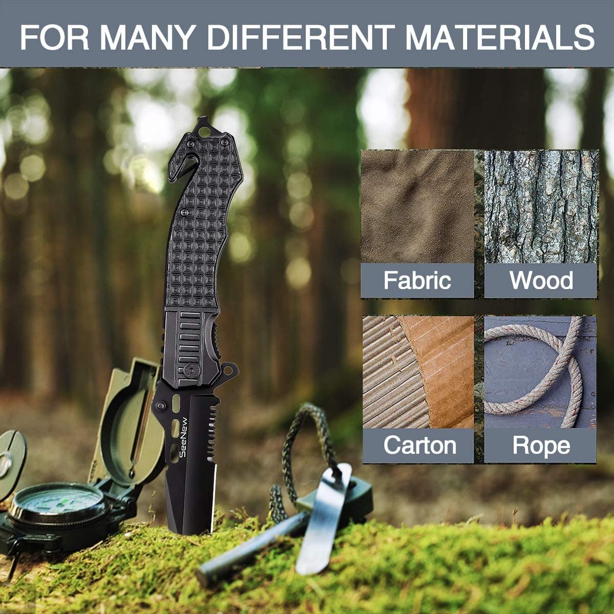 Seenew Outdoor Survival Pocket Knife Perfect for Work Hiking Camping(Large gift box)