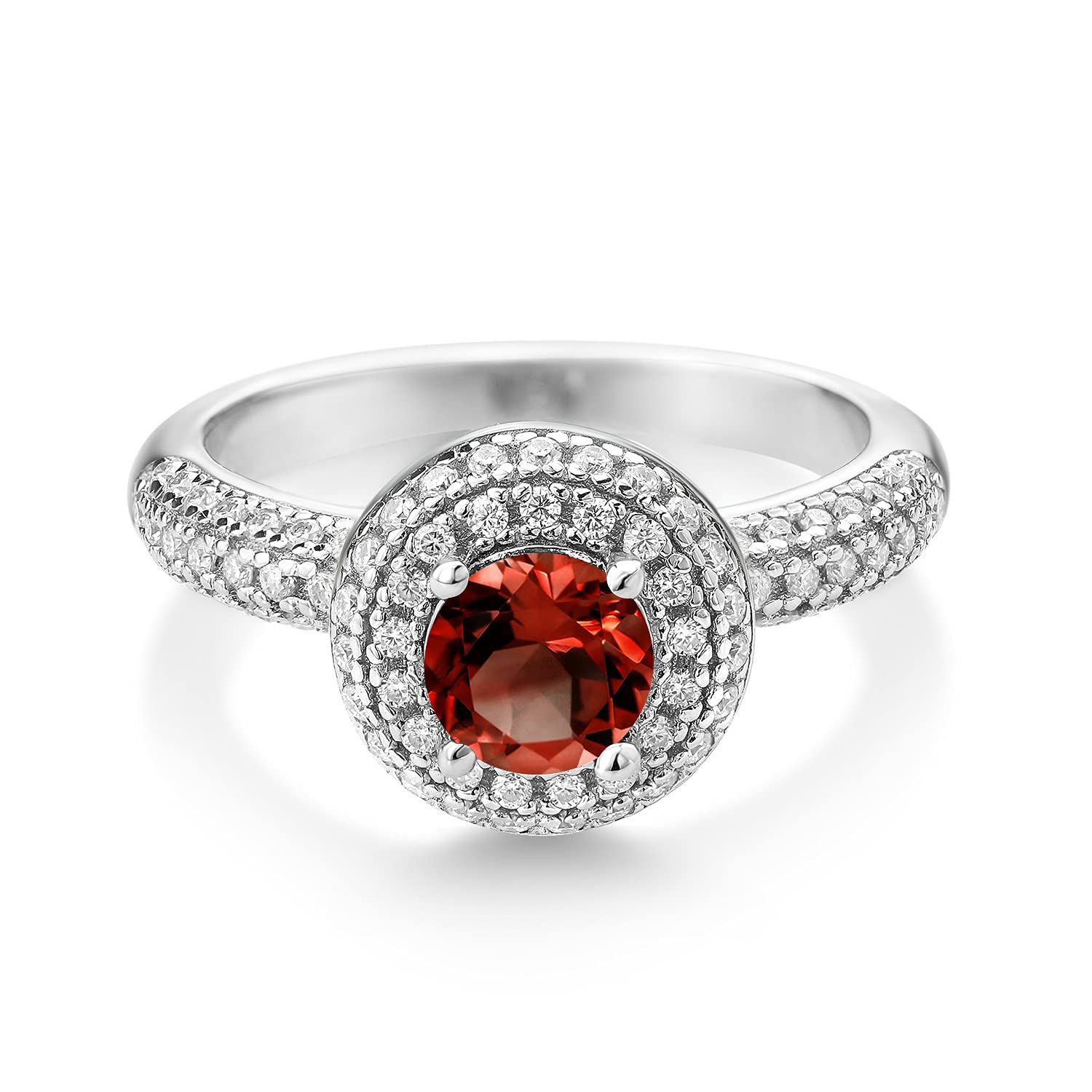 Gem Stone King 925 Sterling Silver Birthstones and White Moissanite Build Your Own Customized and Personalized For Her Women's Engagement Ring (Size 7)