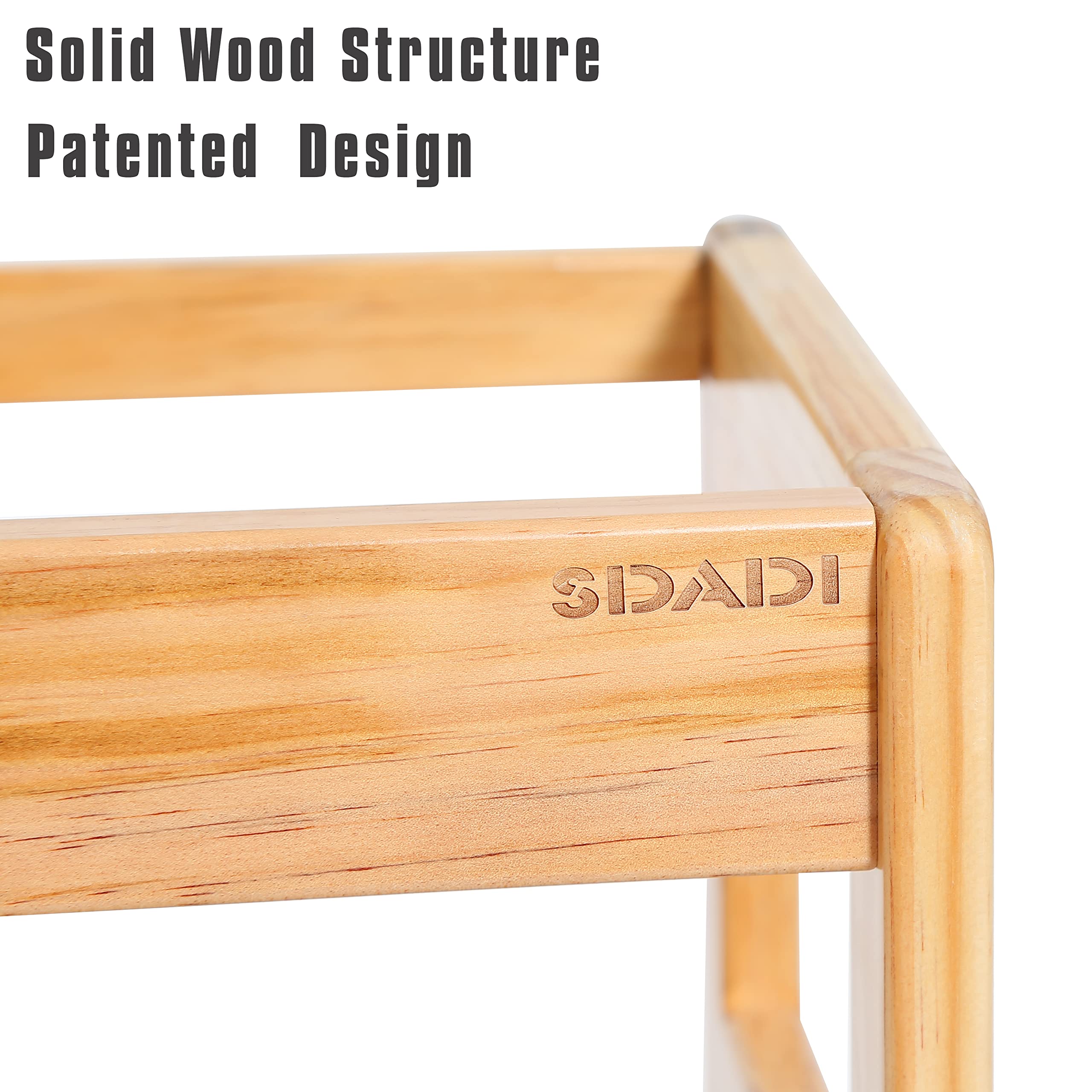 SDADI Kitchen Step Stool Tower for 2 Kids, Adjustable Height Double Learning Stool, Solid Wood Construction Toddler Tower (Natural)