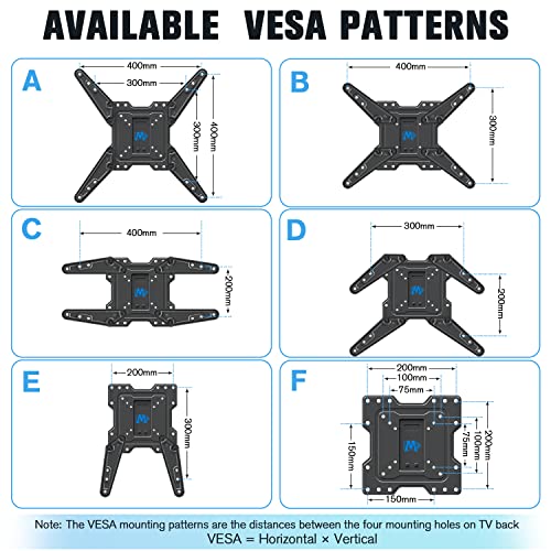 Mounting Dream TV Wall Mount for Most 26-55" TVs, TV Mount Full Motion with Swivel Articulating Arm, Perfect Center Design Wall Mount TV Bracket, up to VESA 400x400mm and 77 lbs Loading MD2418-MX