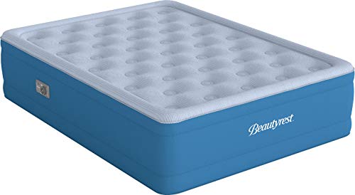 Simmons Beautyrest Comfort Plus Express Bed, Internal Pump with Plush Velveteen Pillow Top Air Mattress, 100% Leak Proof with Sleep Fresh Technology, 17" Full, Blue