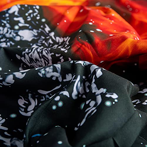Roscloud Sports Basketball Sheets Sets Full Size - 3PC Ice Flame Galaxy Basketball Boys Fitted Sheet(Fitted Sheet*1 Pillowcases*2)