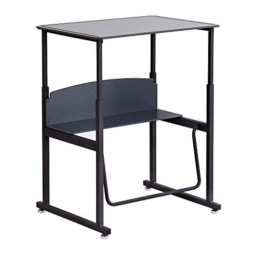 Safco AlphaBetter Stand-Up Student Desk with Book Box, Features a Swinging Pendulum Footrest Bar & a 28ā W x 20ā D Durable Desktop, Adjustable Heightā, Premium Gray