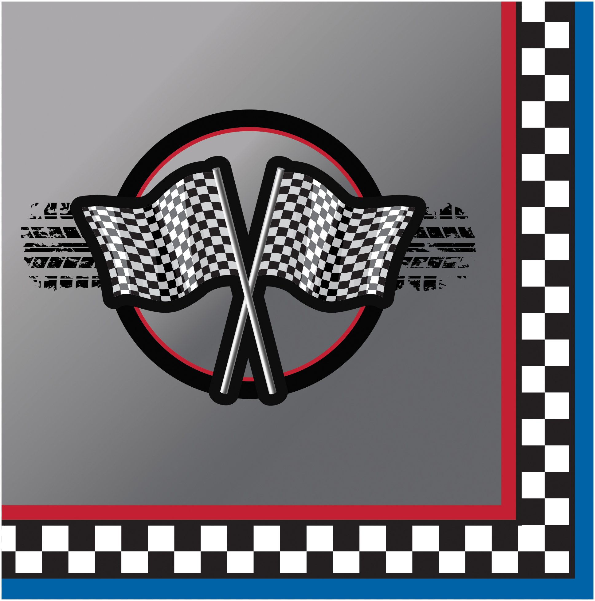 Creative Converting 16 Count 3 Ply Racing Lunch Napkins, Black/White