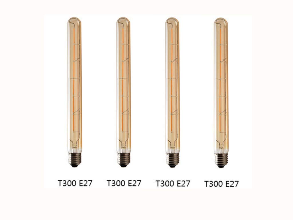 T300 Vintage LED Filament Bulb T300 6W Dimmable Vintage Edison Light Bulb Long Tubular Vintage LED Light,E26/E27 Medium Base,Amber Glass,Warm White 2300K,6W(40W Equivalent),Dimmable,Pack of 4
