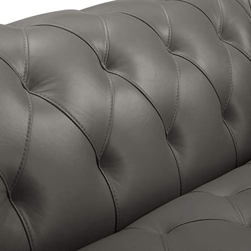 Modway Idyll Tufted Button Upholstered Leather Chesterfield Loveseat, Gray