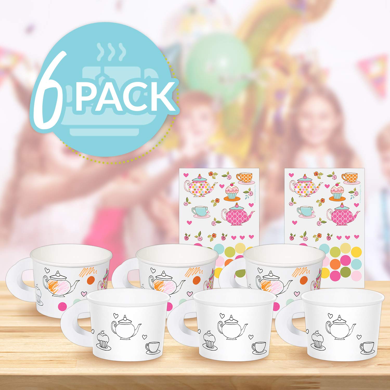 Creative Converting Tea Time Tea Party Decorate Your Own Favor Cups (2-Pack: 12 ct)