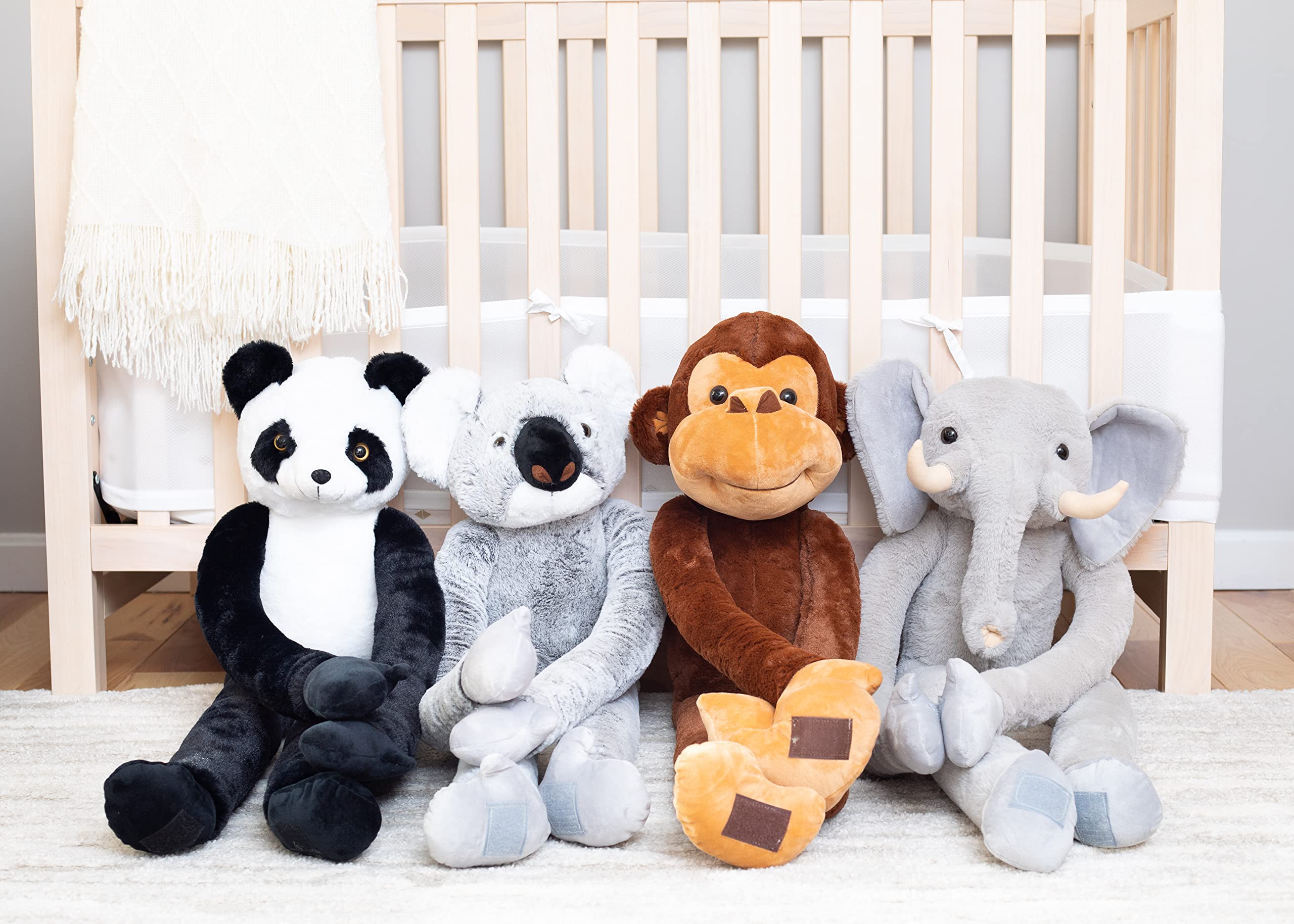 Giant 4ft Hanging Monkey Stuffed Toy - Ultra Soft, Connectable Hands & Feet, Perfect for Comfort & Decoration