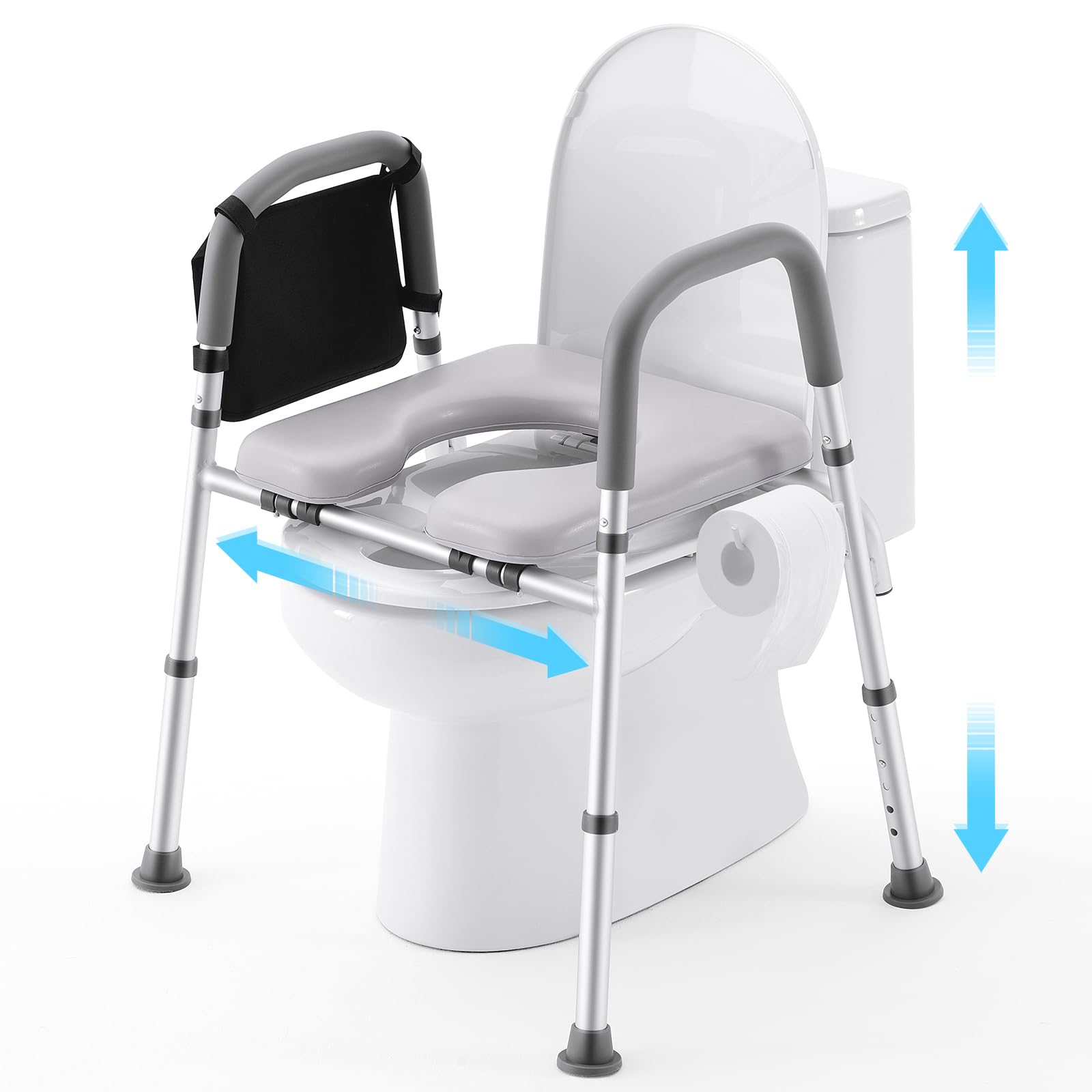 Meoflis Raised Toilet Seat with Handles, Adjustable Width and Height Elevated Toilet Seat Riser Seniors, Safety Handicap Toilet Seat for Elderly, Pregnant 350 lbs Heavy Duty