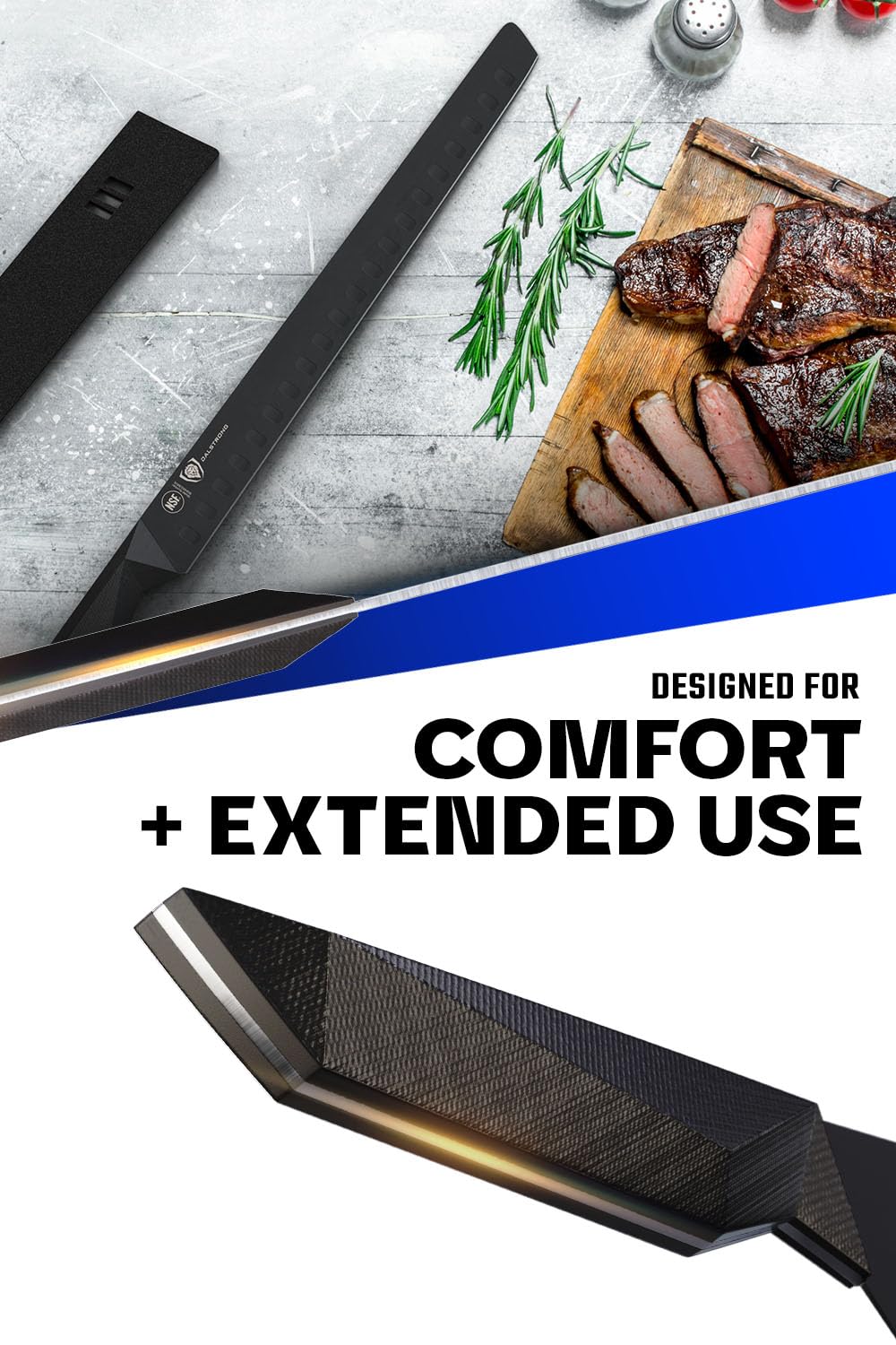 Dalstrong Slicing Knife - 12 inch - Shadow Black Series - Black Titanium Nitride Coated - High Carbon - 7CR17MOV-X Vacuum Treated Steel Carving Knife - Sheath - Kitchen Knife Slicer - NSF Certified