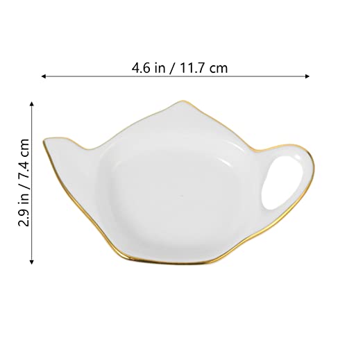 Tea Bag Rest 2pcs Ceramic Teabag Coaster Teapot Shaped Tea Bag Holder Tea Bag Saucer Tray Tea Bag Storage Rack Rest Porcelain Seasoning Dish Tea Bag Holder Plate