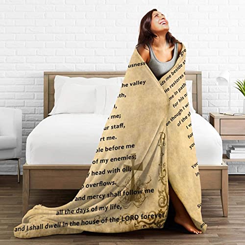 Psalm 23 Blanket Christian Gifts (50x40inch)- Religious Throw Blanket Soft Lightweight Cozy Plush Warm Blankets for Women Men