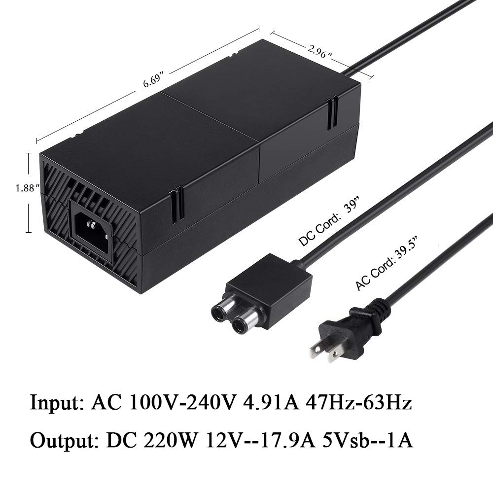 YZGame Xbox One Console Power Supply Brick AC Adapter Charger, US Version (Not for XBOX ONE S/X Console)