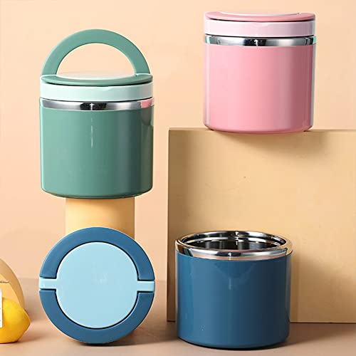 Ptsygantl Food Thermos, 1000ml Soup Thermos, Stainless Steel Bento Box with Handle, Breakfast Cup Soup Storage Container Sealed for Work Travel (Blue)