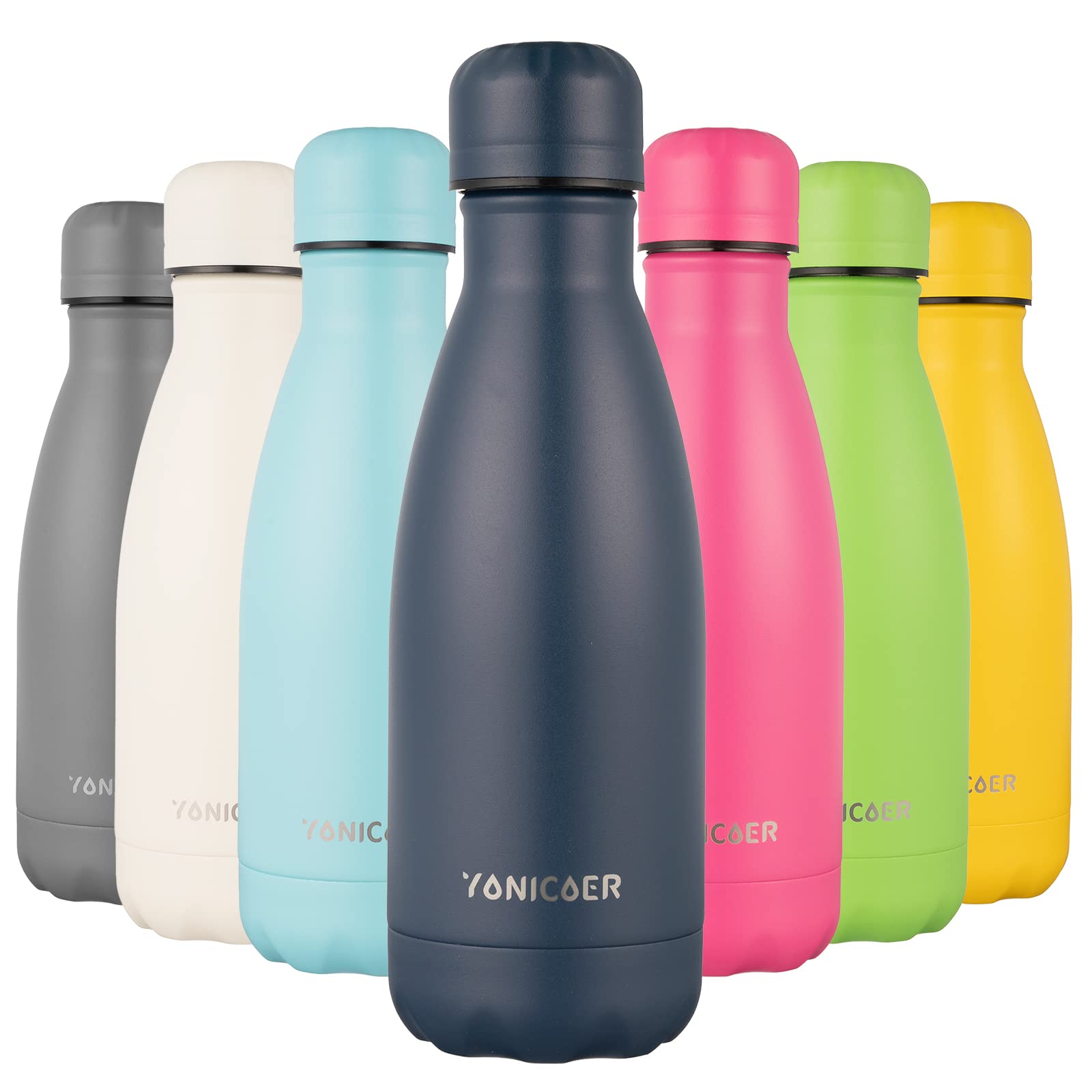 Insulated Water Bottle,YONICOER 12 OZ Double Walled Stainless Steel Metal Water Bottles, Vacuum Thermo Flasks for Daily Use, Sports, Gym, Travel,School