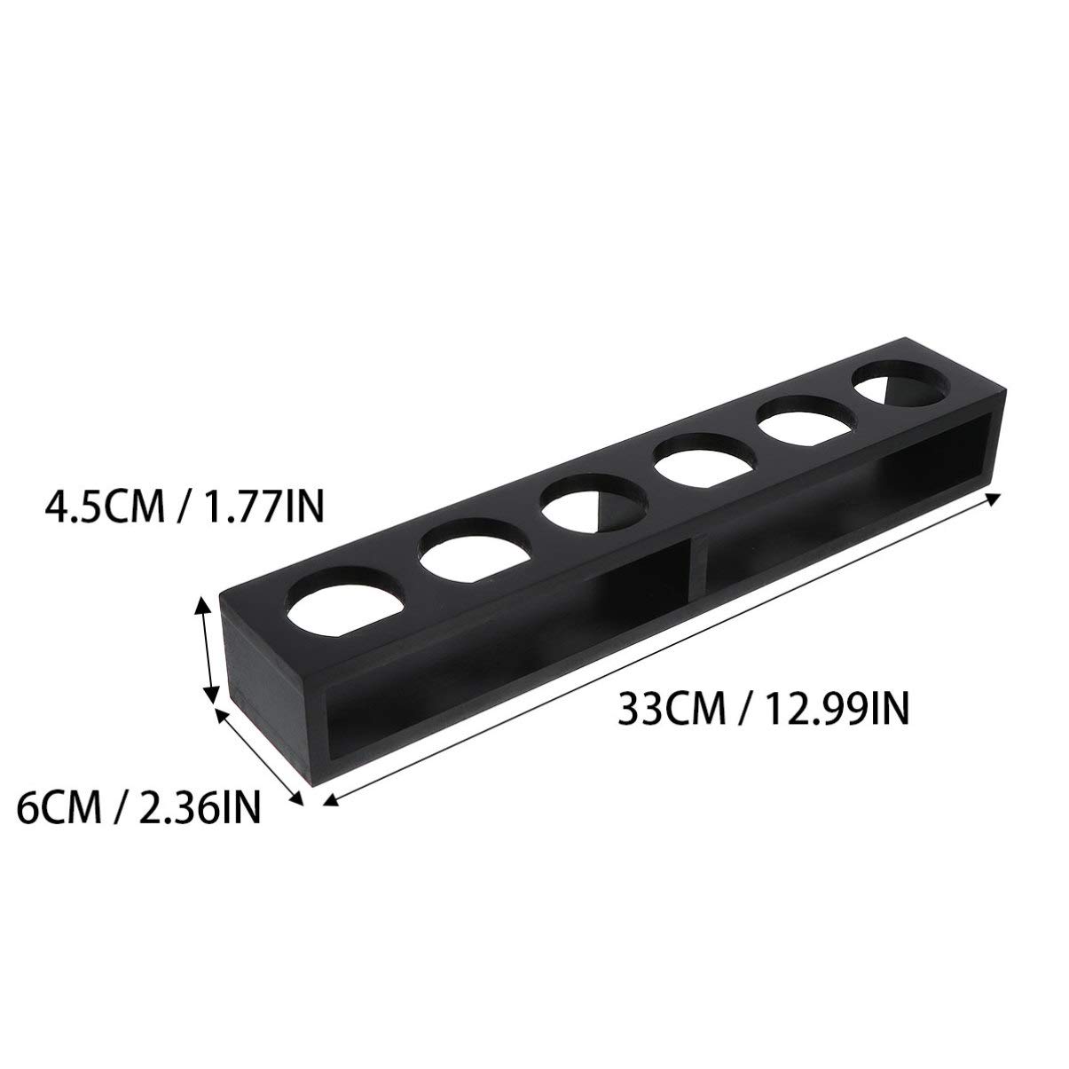 DOITOOL Black Shot Glass Holder Rack, Professional Wooden Holder for Tequila, 6 Thick Base Shot Serving Tray for Whiskey, Vodka, Tequila, Cocktail, Soju, Party, Bar, Nightclub
