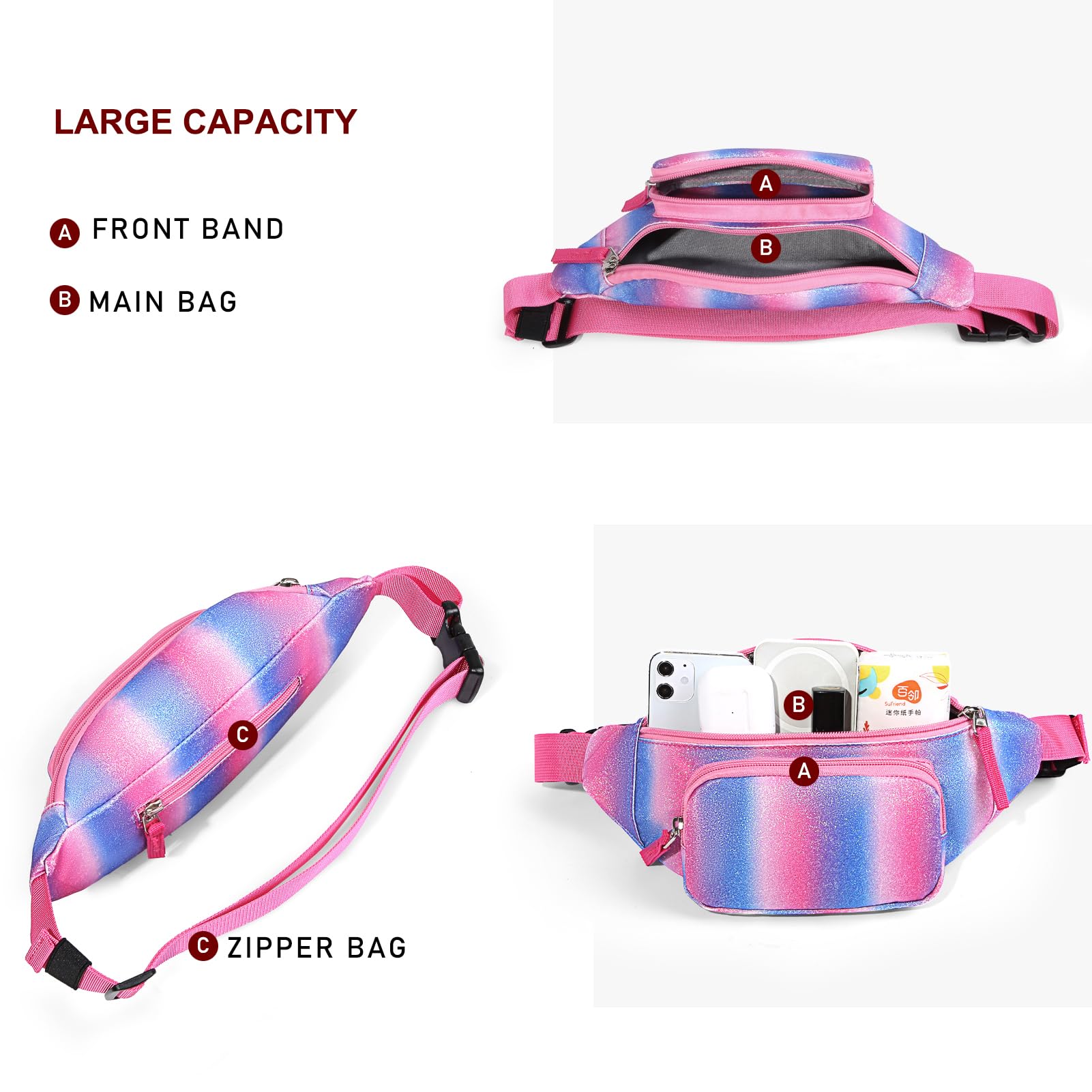 cotmcor Kids Fanny Pack for Girls, Cute Waist Bag with Mermaid Pendant Gift
