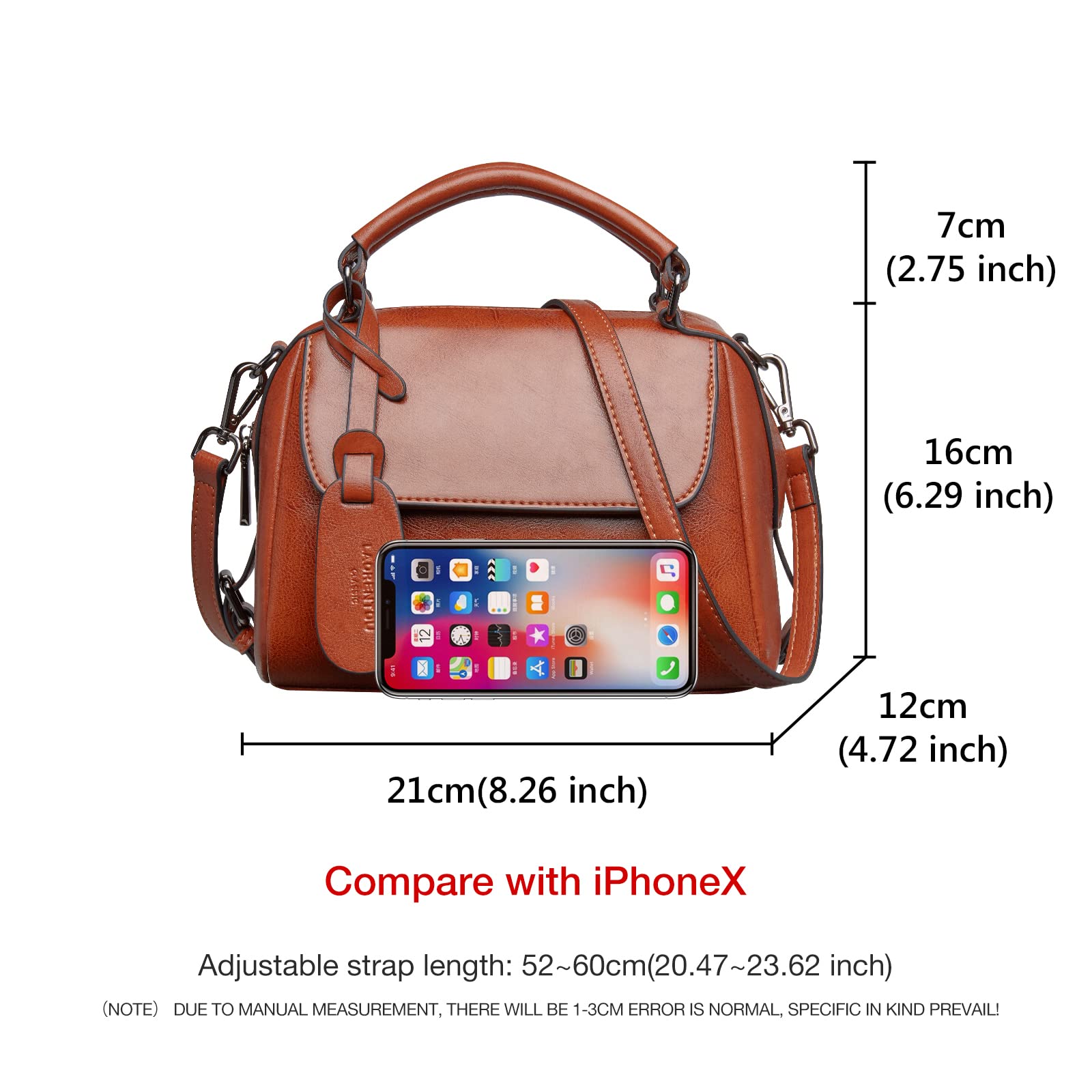 FOXLOVER Small Leather Crossbody Bags for Women Lady Shoulder Bag Top Handle Mini Handbag and Purse
