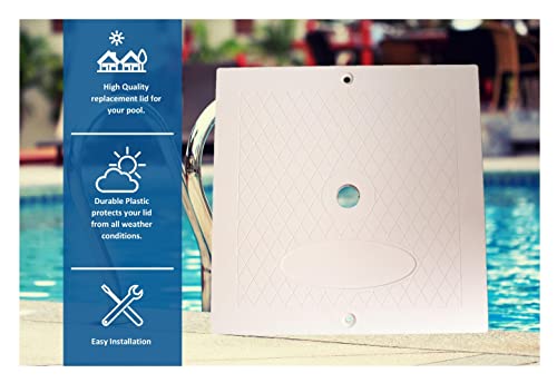 JSP Manufacturing 10 Inch Square Skimmer Deck Cover 10"x10" Lid Replacement for Hayward SPX1082E SP1082 (1, White)