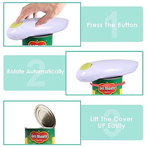 Fathers Day Gifts Easy One-Touch Electric Can Opener with Smooth Edge for Seniors with Arthritis,Food-Safe Automatic Can Openers, Hands Free Kitchen Gadgets for Kitchen Fits Almost All Cans, White