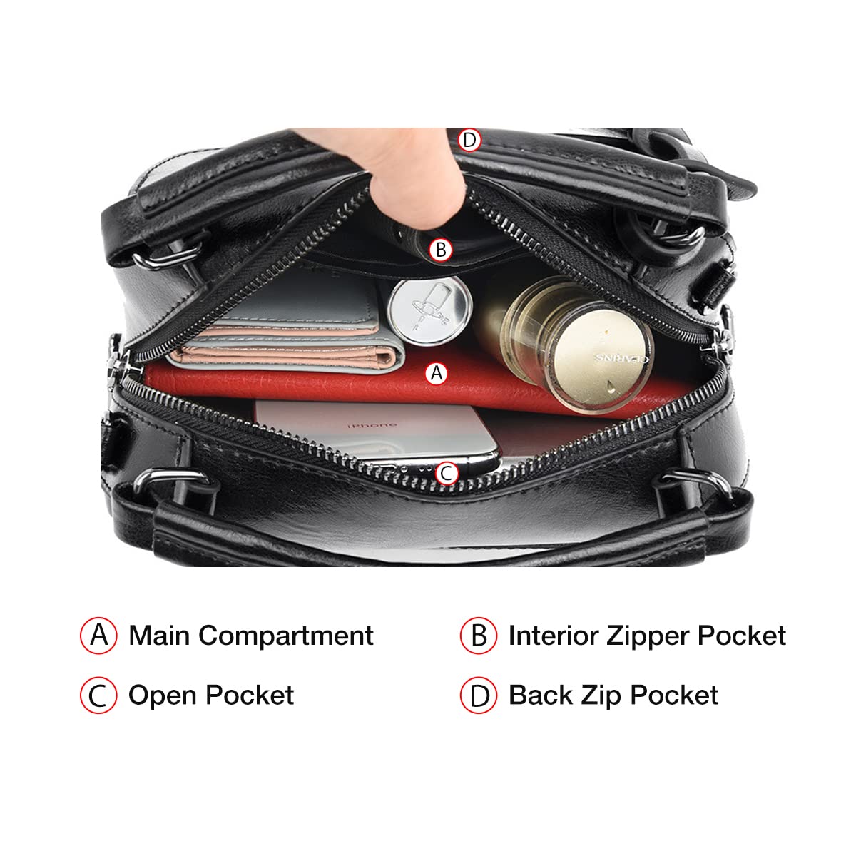 FOXLOVER Vintage Genuine Leather Crossbody Bags for Women Ladies Mini Shoulder Bag