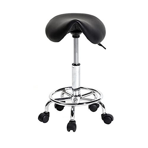 LLAMN Bar Stool Saddle Stool Ha Ha Feet Rotation Bar Stool Black Spa Tattoo Massage Salon Furniture