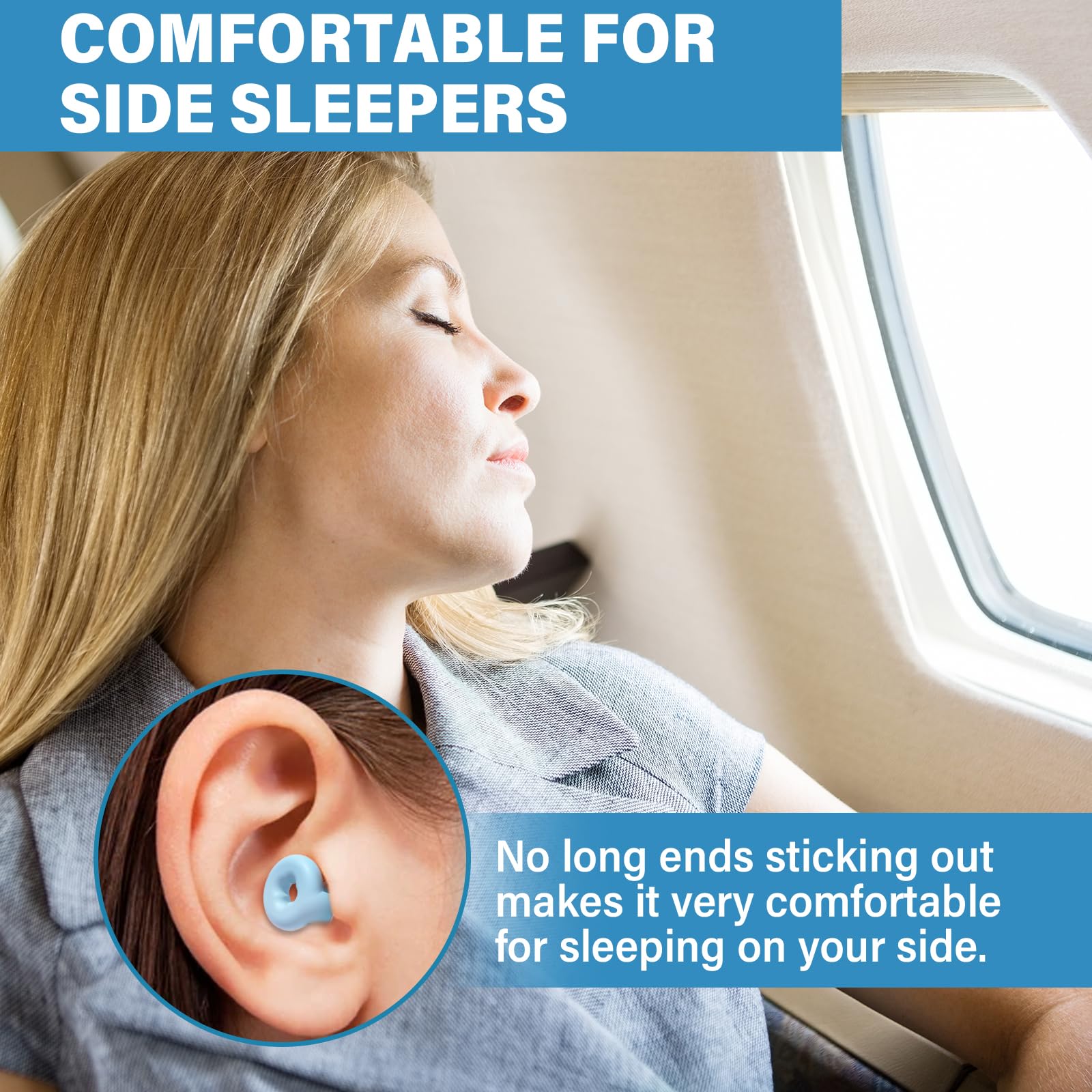 Ear Plugs for Sleeping Noise Cancelling & Reduction Silicone, Reusable Sleeping Earplugs,Hearing Protection Earplugs Sound Blocking for Concerts,Motorcycle,Work (Blue)