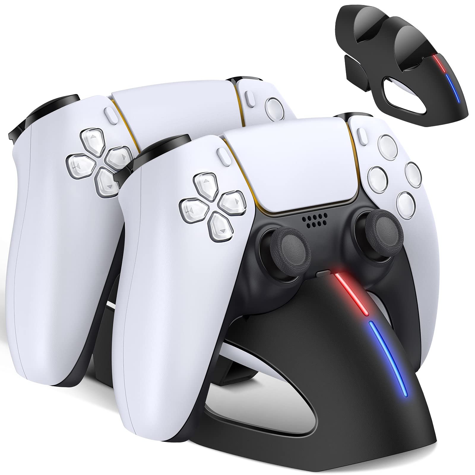 Dual Dock for PS5 Controller Charger Station, Upgrade Design Stand for Playstation 5 Dualsense Controller Charging Station, Fast Charging Dock for PS5 Remote Control Charger-PS5 Accessories