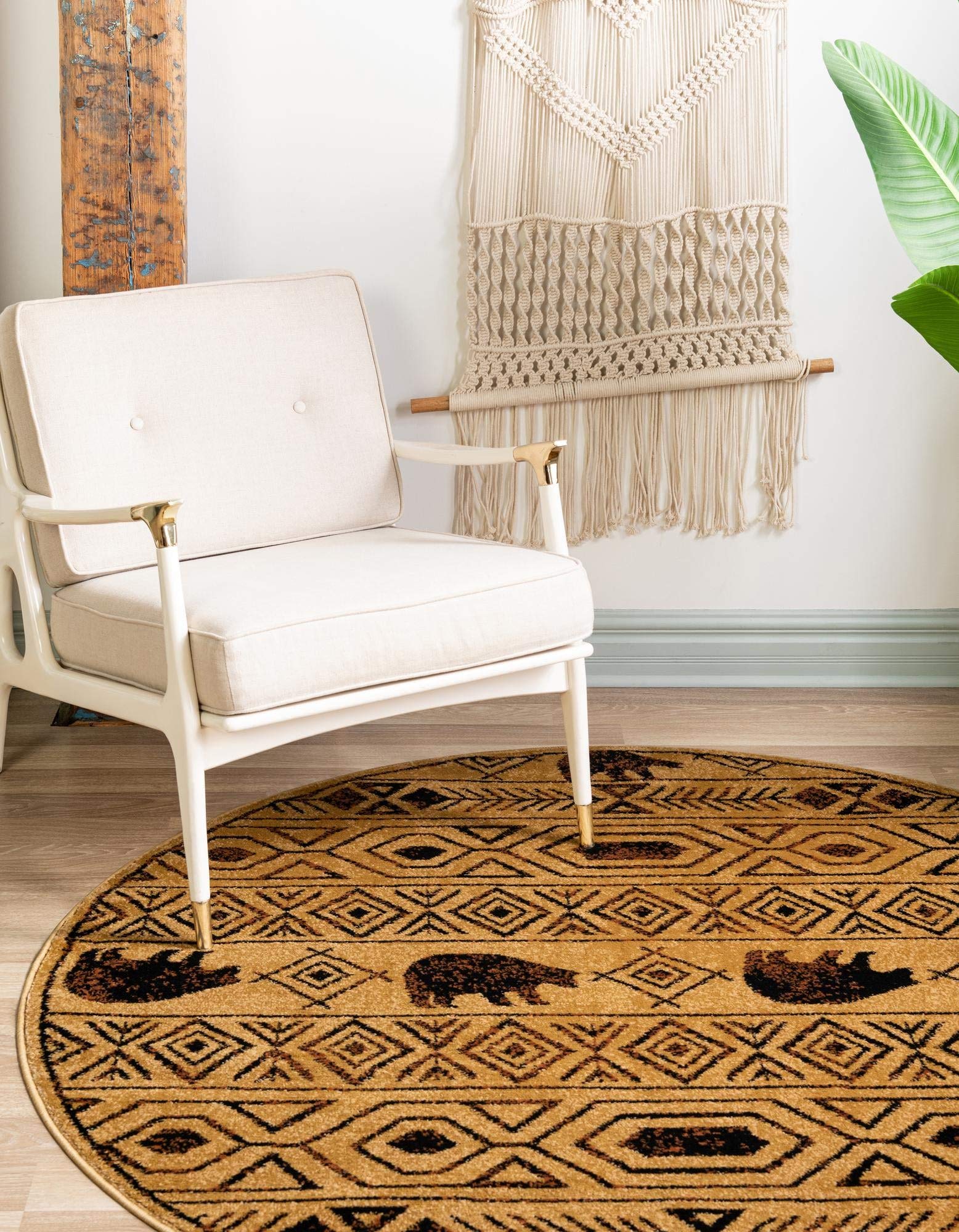 Rugs.com Pioneer Collection Rug β 4 Ft Round Cedar Medium-Pile Rug Perfect for Kitchens, Dining Rooms