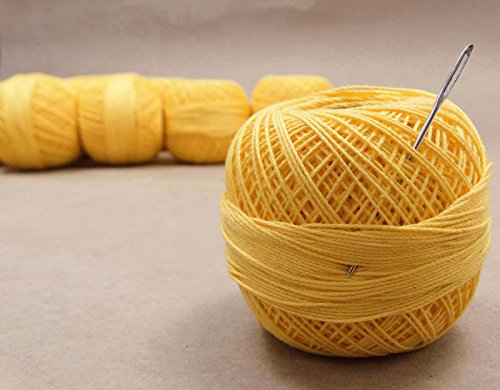 S2J Lot of 10 Pieces Anchor Yellow Cotton Crochet Embroidery Yarn Thread Tatting Ball