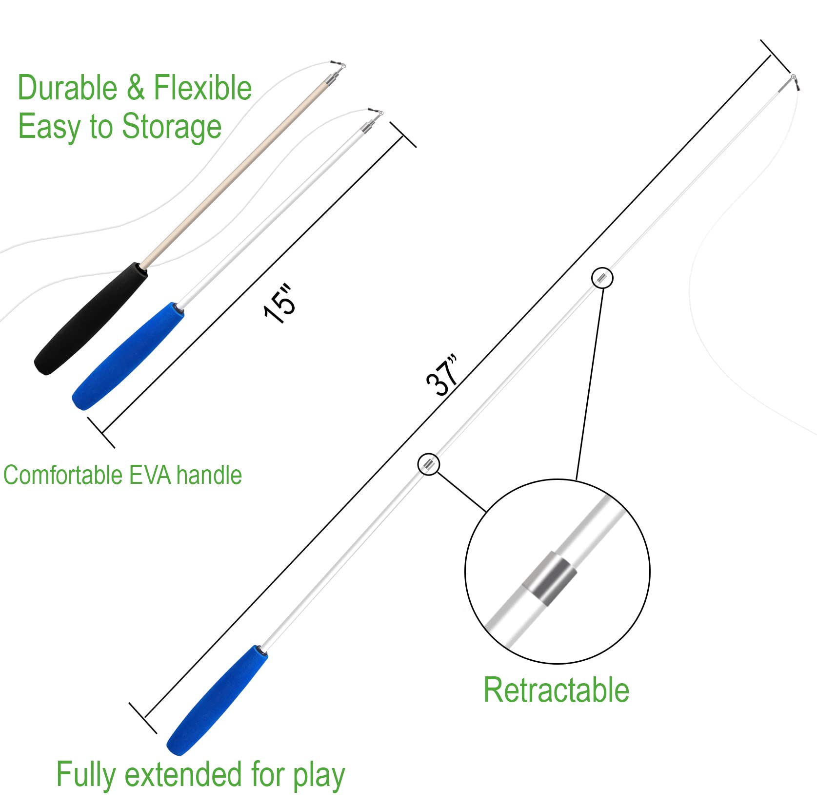 EcoCity Cat Toys - No Chemical Dyeing Cat Feather Toys for Indoor Cats - Include Cat Wand and Natural Feather Refills
