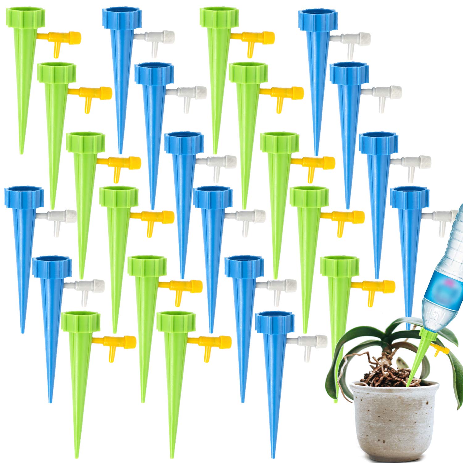 GIHENHAO 24 Pack Self Watering Spikes for Plants,Automatic Plant Waterer Indoor,Adjustable Drip Irrigation Devices for Outdoor & Garden