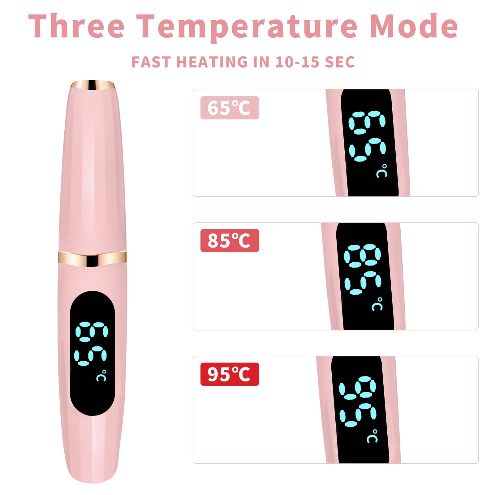 Heated Eyelash Curler, Heated Lash Curler Electric Eyelash Curler with Comb 3 Temp Settings for Makeup Tools for Achieving A Natural Curl and Long Lasting Eyelashes, Designed for Women, Pink,A