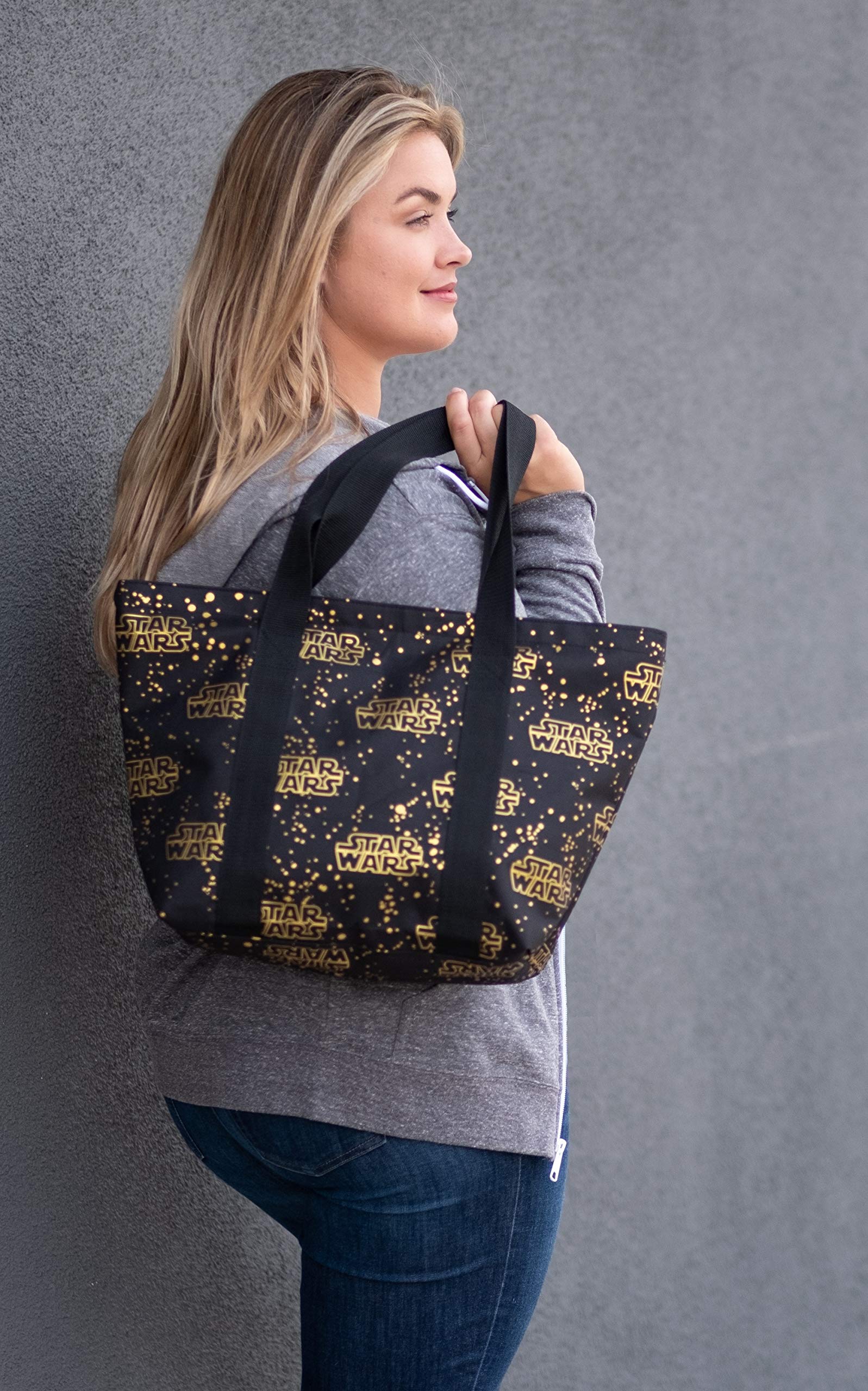 Disney Tote Travel Bag Star Wars Logo Black Gold Print