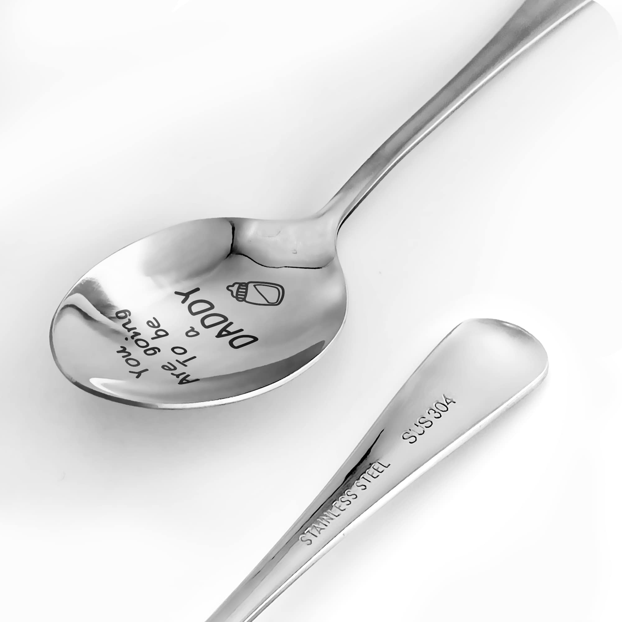 Engraved Stainless Steel Spoon with gift box, You Are Going To Be a Daddy, Pregnancy Reveal Gifts Announcement Spoon Ice cream Spoon For Husband Valentine's day