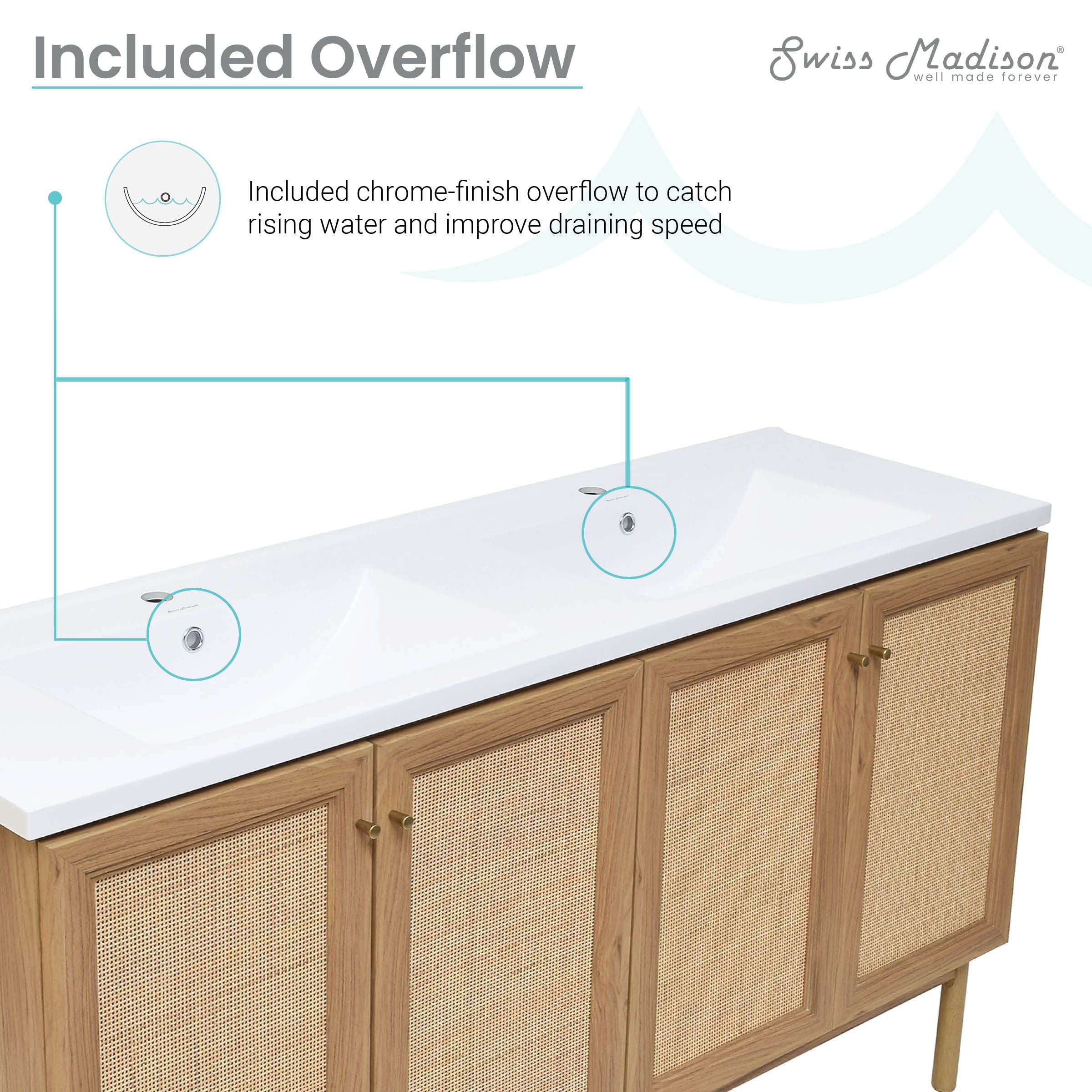 Swiss Madison - well made forever SM-BV666 Classe Bathroom Vanity, 60 Inch, Oak