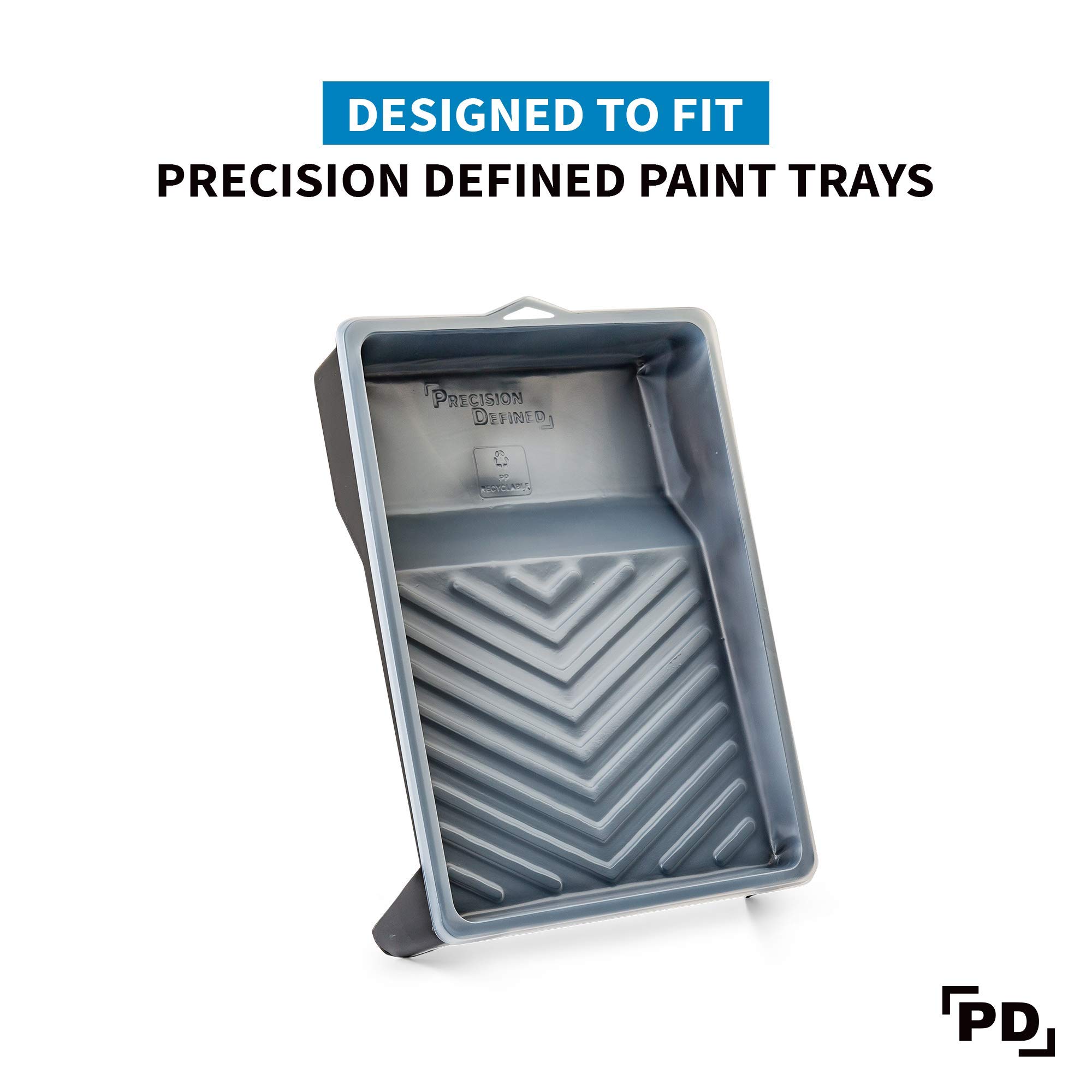 Precision Defined Paint Tray Liner Set 9-Inch, Supreme Paint Roller Trays with Deep Paint Pockets and Textured Ridge, Paint Pan Liners, Heavy Duty Plastic Disposable Paint Tray Liners (10-Pack)