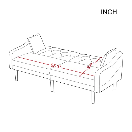 Modern Upholstered Futon Sofa Loveseat Convertible to Nap Sleeper Couch Bed,Soft Loveseat & Sofabed for Home Office Apartment Small Space Living Room Napping
