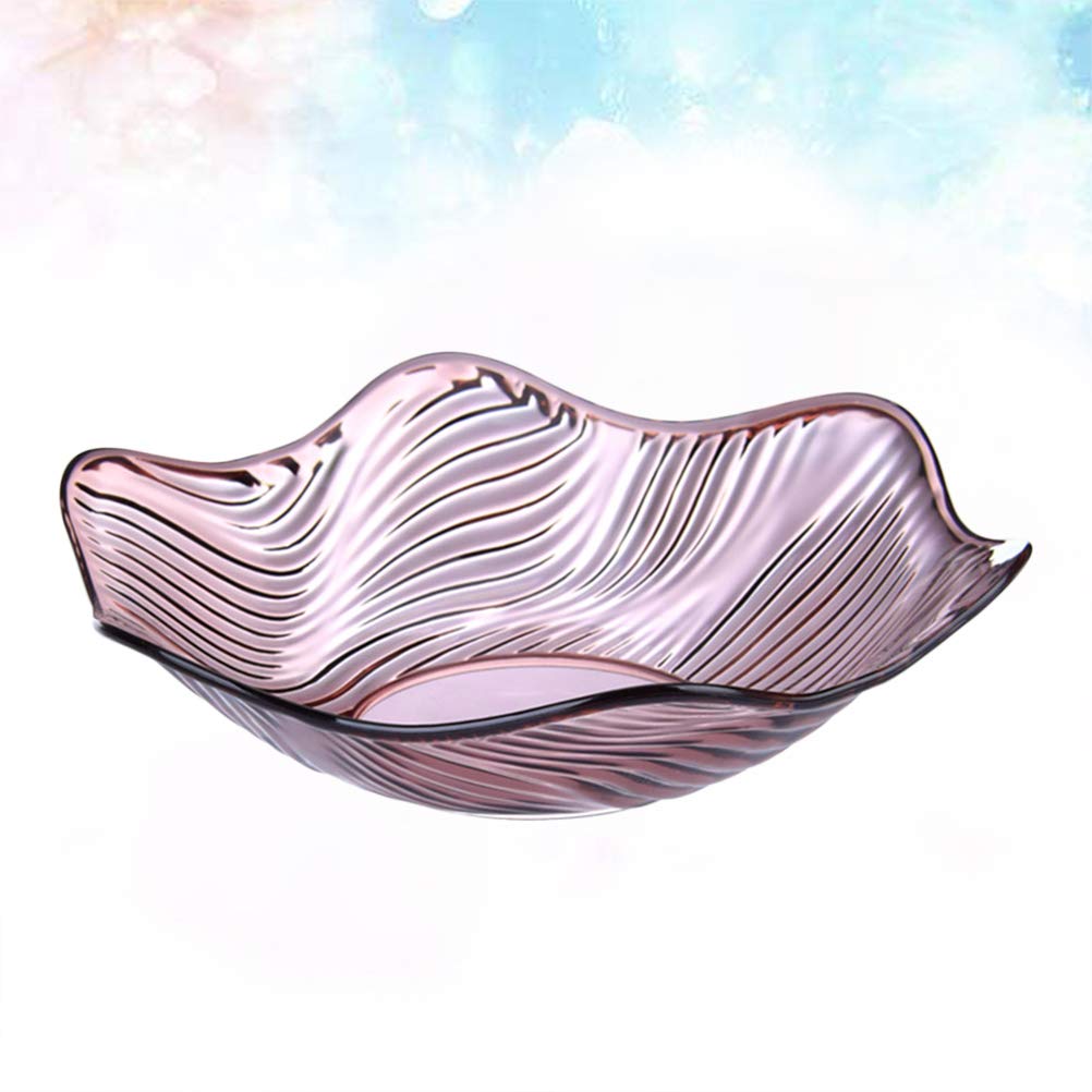 DOITOOL Salad Bowl for Lunch Plastic Crystal Fruit Plate Flower Design Snack Nut Dish Wave Edge Candy Holder Salad Bowl for Home (Purple)