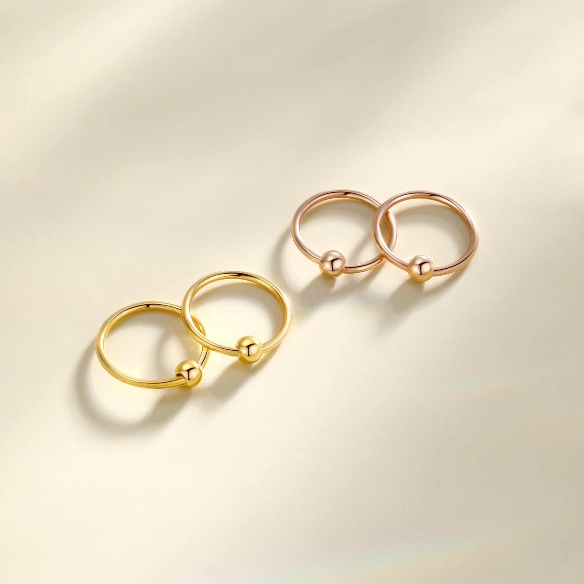 FANCIME 18K Yellow Solid Gold Hoop Earrings Minimalist 3mm Bead Ball Endless Extra Small Mini Sleeper Hoop Earrings Fine Jewelry Gifts for Her Women,11mm Diameter