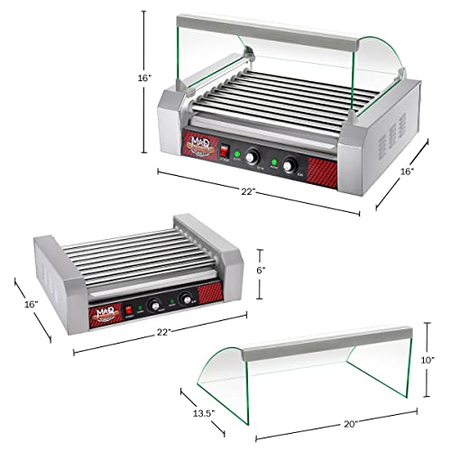 Great Northern Popcorn 9 Roller Hot Dog Machine with Tempered Glass Cover β Countertop Hot Dog Roller Makes Up to 24 Hotdogs, Brats, or Sausages