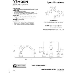 Moen T657 Wynford Two-Handle Non Diverter Roman Tub Faucet, Chrome